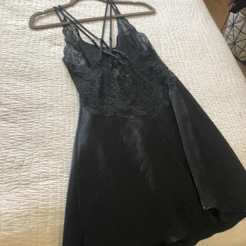 Victoria’s Secret Black Satin Lace Slip Dress - Gem